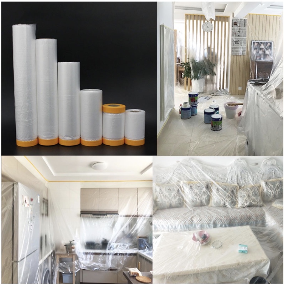 Plastic Furniture Dust Cover Painting Pre-Taped Masking Film | Shopee ...