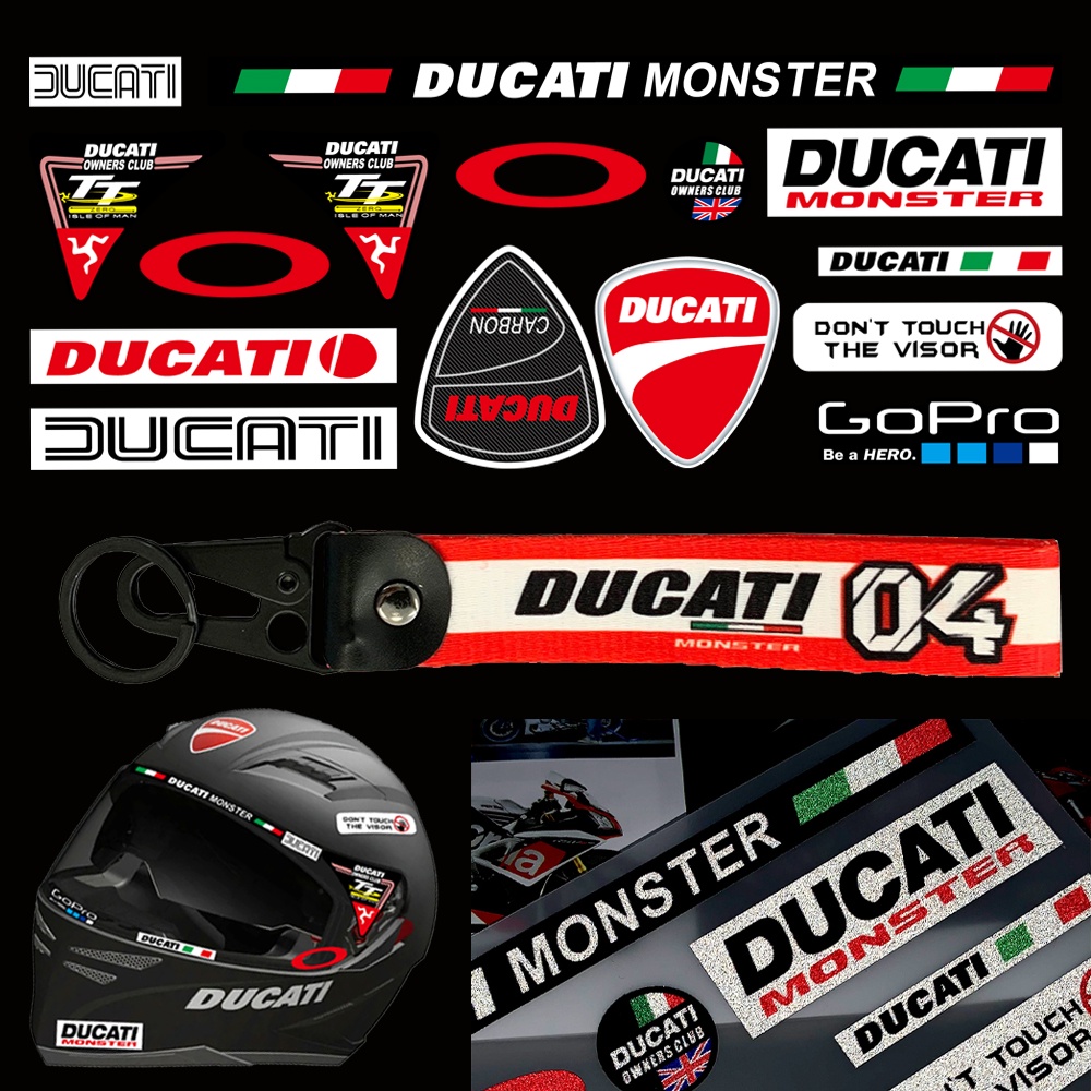 Reflective Motorcycle Stickers Side Strip Bike Helmet Decals for Ducati ...