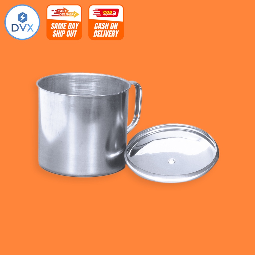 COD DVX Coffee Mug with Lid Stainless Steel Single Wall Flat Bottom Non ...