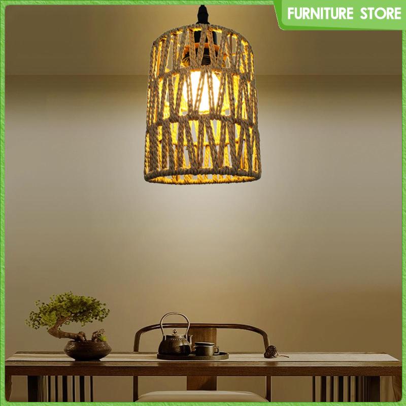 [Wishshopeelxj] Pendant Lamp Shade Boho Rattan Lampshade for Dining ...