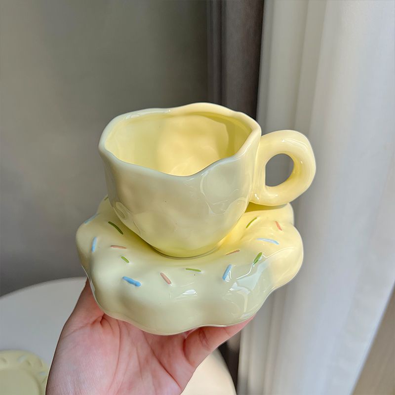 LIBRA ceramic coffee mug set Japanese style Donut cup saucer Gift INS ...
