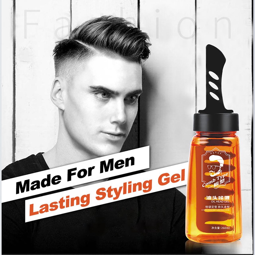 Men Hair Styling Gel One Comb Type Cool Mens Hair Gel Back Head Artifact Powerful Oil Head Gel