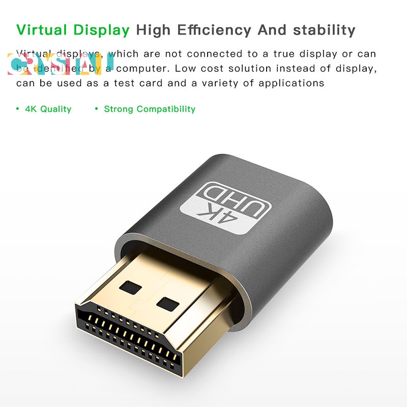 Crystal- Headless Ghost DDC EDID Dummy Plug Virtual Display Emulator ...