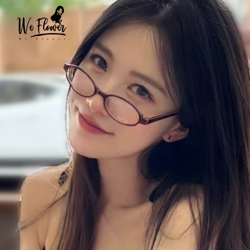 We Flower Vintage Gradual Brown Narrow Oval Frame Eyeglasses for Women Fashion Clear Lens ...