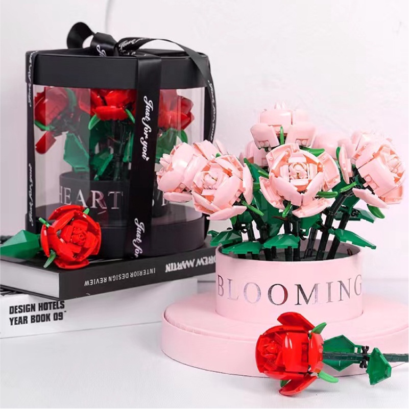 DIY Micro Rose Flower Building Blocks Mini Bricks Particles Eternal ...
