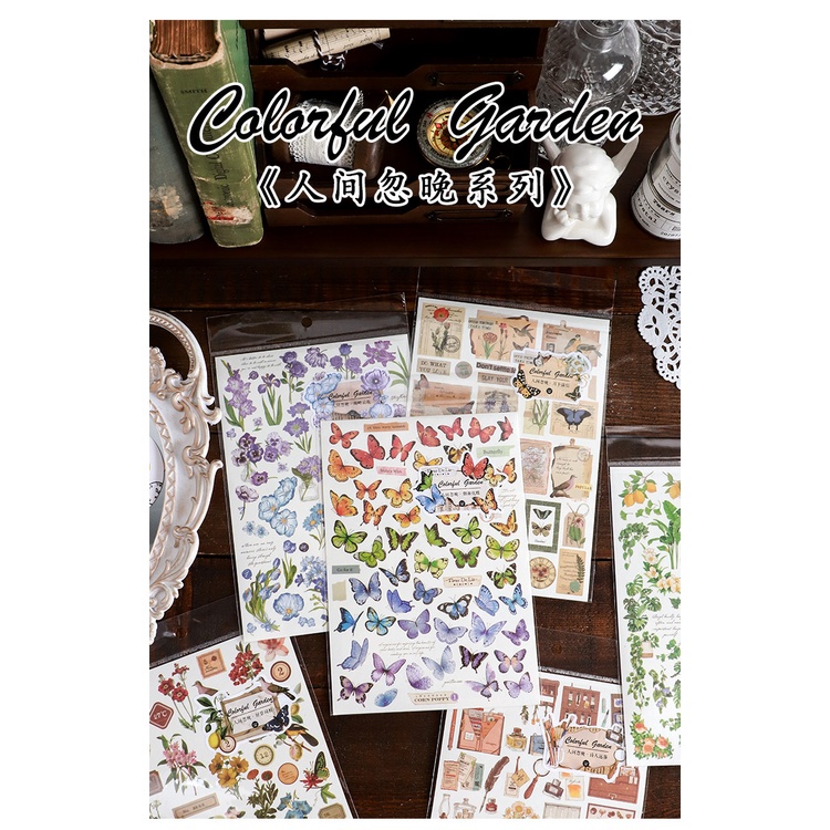 ENWEI 1 Sheet [Blossom series] Butterfly Vintage Journal Stickers Washi ...