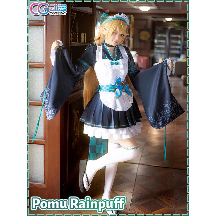 CGCOS Vtuber Nijisanji cos Pomu Rainpuff Maid attire cosplay Clothing ...