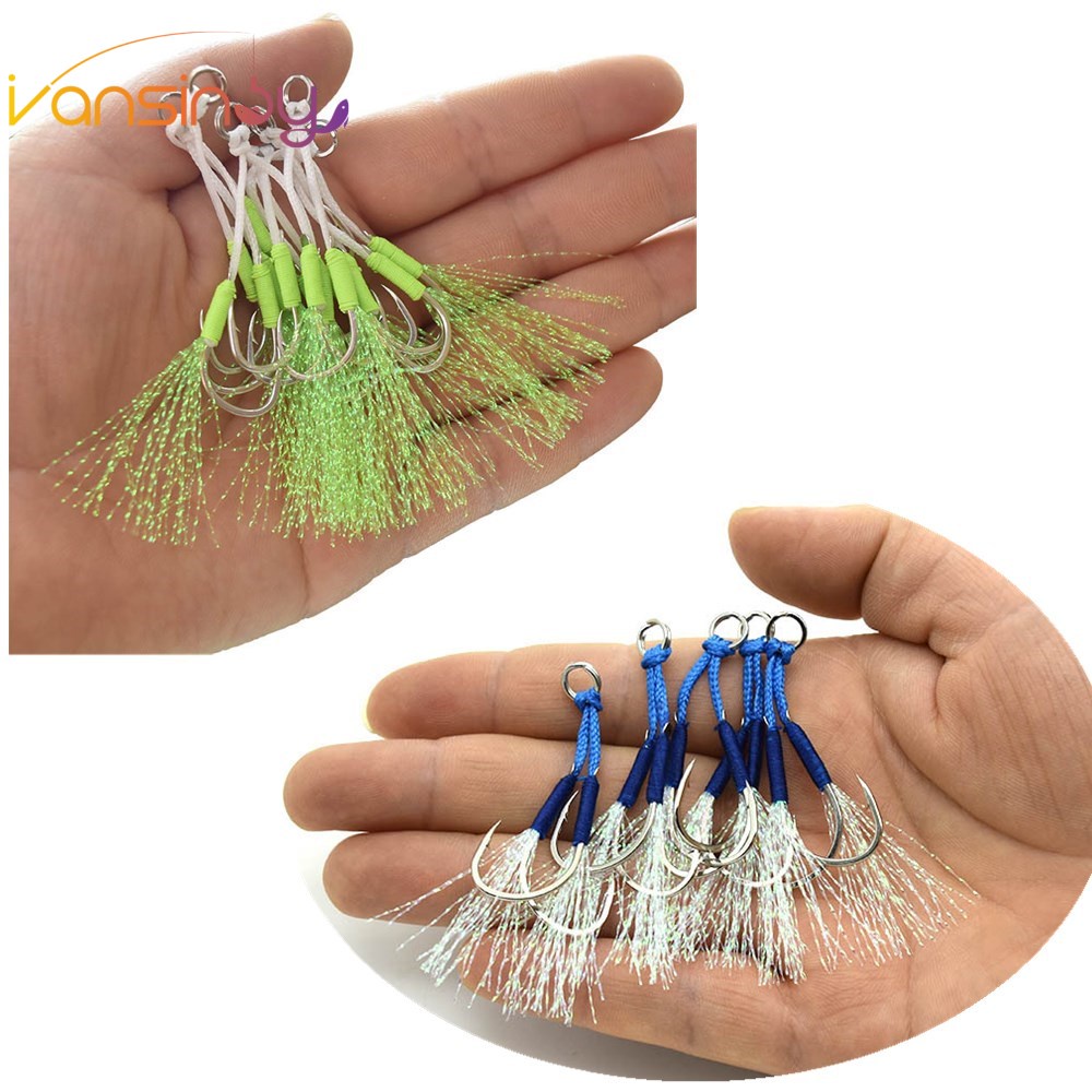 (1PCS)10#-20# Fishing Hook Assist Hooks Jig Lure Double Hook Slow Fast ...