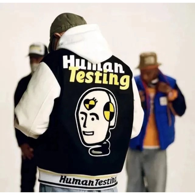 Nigo Human made x Asap Rock joint venture baseball jacket robot pattern ...