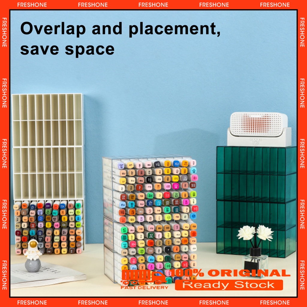 COD Mark Pen Storage Box Clear Acrylic Double Layer 18 Compartments ...