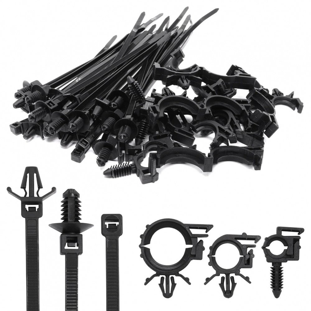 Organized 45Pcs Set of Push Mount Cable Zip Ties and Wire Harness Clips ...