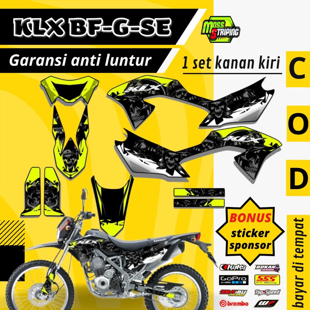 Striping trim decal sticker Kawasaki KLX BF, G, SE Semi FullBody glossy ...