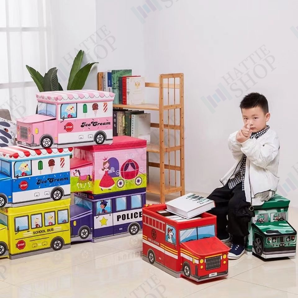 Storage Box Chair Kids Stool Ottoman Foldable Storage Box Storage Bus ...