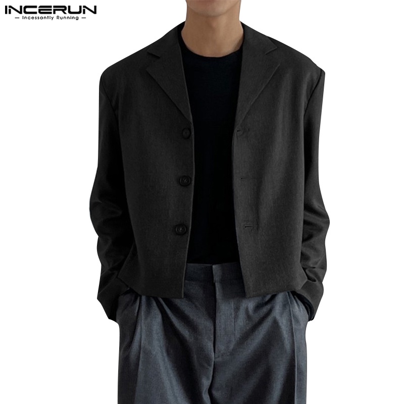 INCERUN Men's Fashion Simple Two tone Truncated Long Sleeve Suit Coat ...