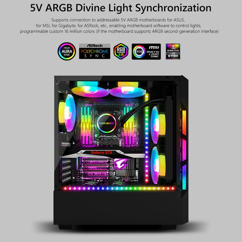 COOLMOON RGB Gaming LED Strip Light 5V ARGB Line for Aura Sync ...