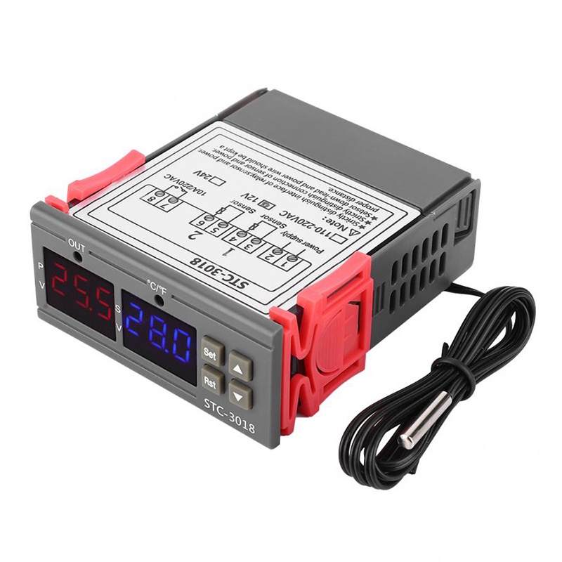 STC-3018 12V/24V/110-220V Dual Digital Temperature Controller Sensor ...