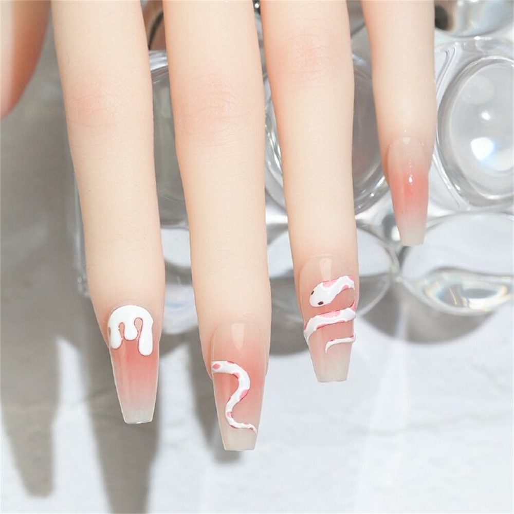 INS Snake Nail Sticker Cute Small Snake 3D Relief Sticker New Popular ...