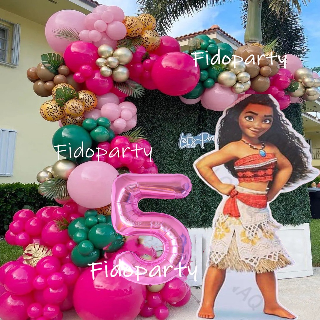 Moana Balloon Garland Arch Kit 32inch Pink Number Balloon Pink Green ...