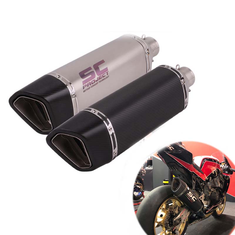 51mm Inlet Universal Real Carbon Exhaust Muffler Pipe Motorcycle ...