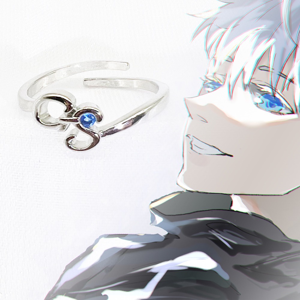 Anime Jujutsu Kaisen Ring Gojo Satoru Blue Eyes Metal Adjustable Rings ...