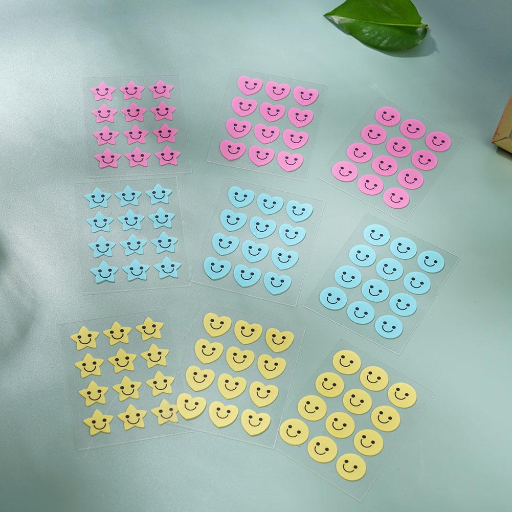 12pcs Smiling Acne Patch Circle/Heart/Star Shape Multiple Colors ...