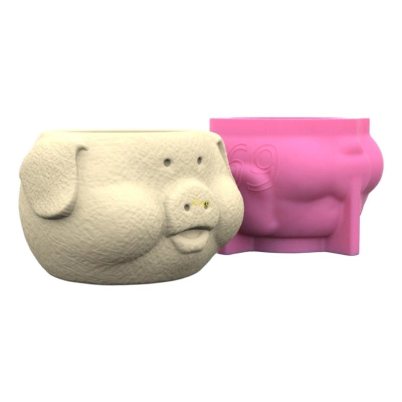 flgo Cute Pig Shape Silicone Clay Craft Molds for Making Concrete Resin ...