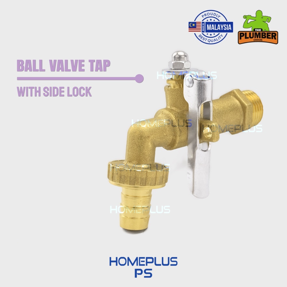 Homeplus 1/2 Inch Brass Ball Valve Lockable Tap Faucet Lock Water Head ...