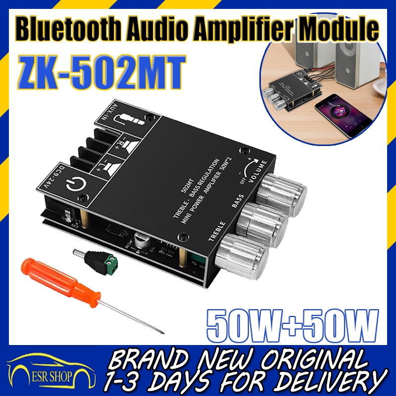 Mini amplifier ZK 502MT Mini amplifier bluetooth 5.0 Subwoofer ...
