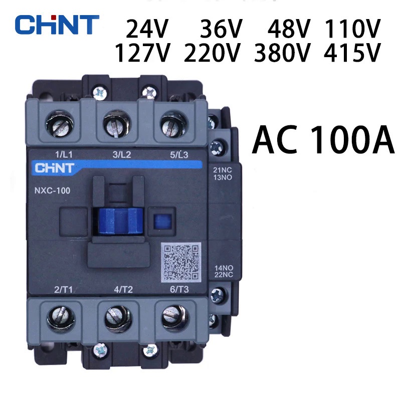 CHINT NXC-100 contactor 100A AC 24V 36V 48V 110V 127V 220V 380V 415V 1 ...