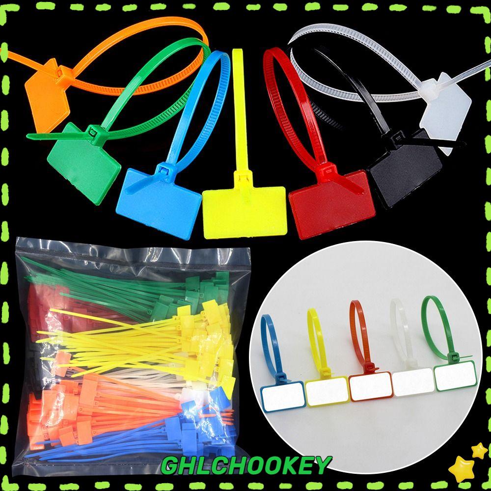 GHLCHOOKEY 100pcs Cable Ties Plastic Label Mesh Wire Marker Tag Labels ...