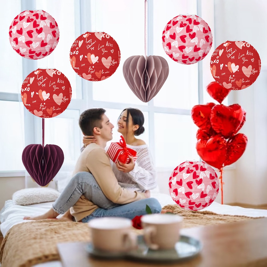 Valentine's Day Paper Lantern Decoration Qixi Theme Marriage Proposal ...