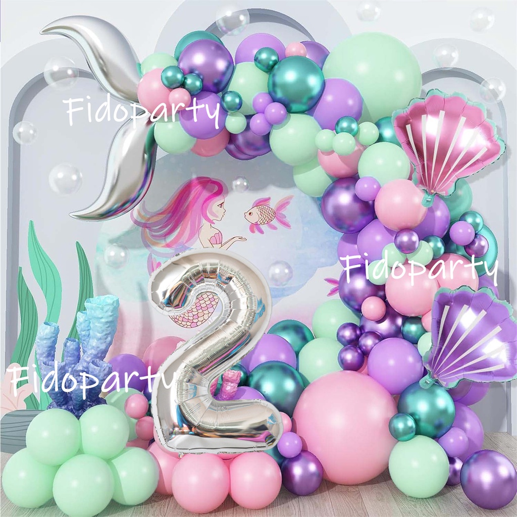 Mermaid Balloon Garland Kit Arch S-shaped Silver Mermaid Tail Balloons ...