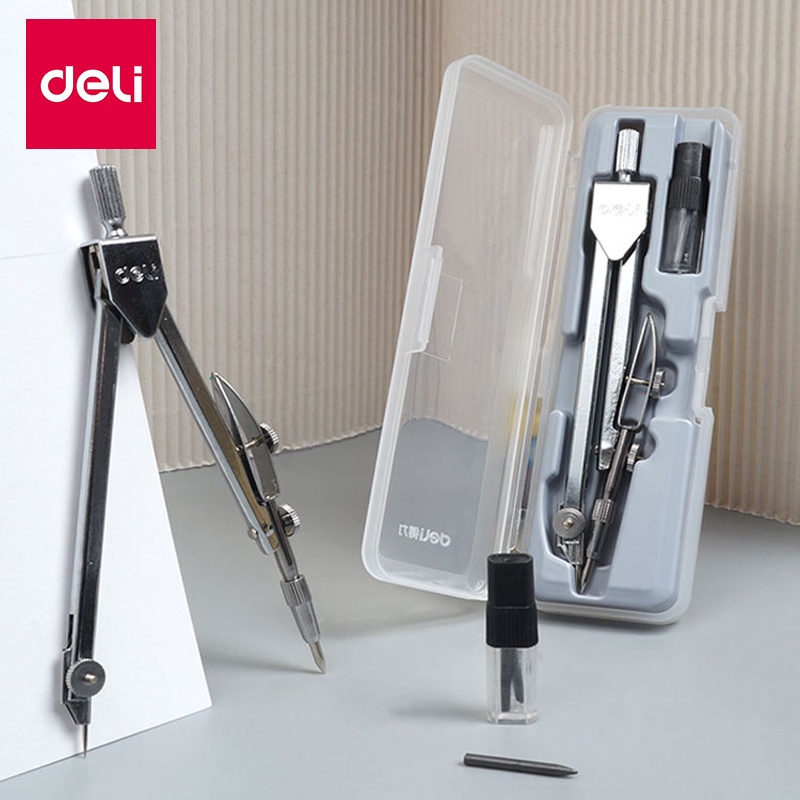 Deli E8601 Compass Srawing Tool Stationery Set Stainless Steel Silver ...