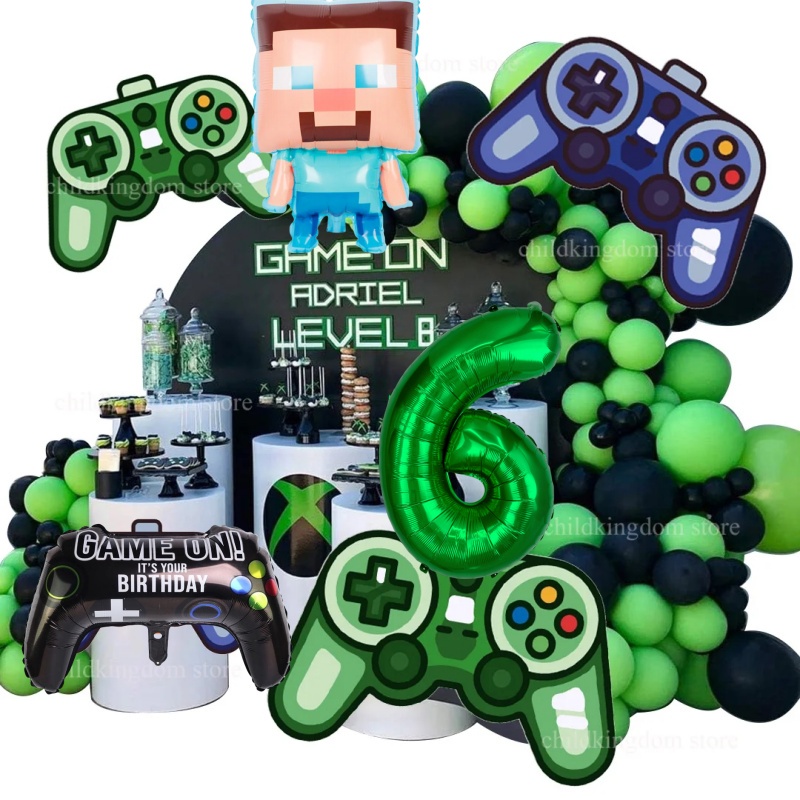 Minecraft Theme Balloon Steve Game Handle 32inch 0-9th Number Foil ...