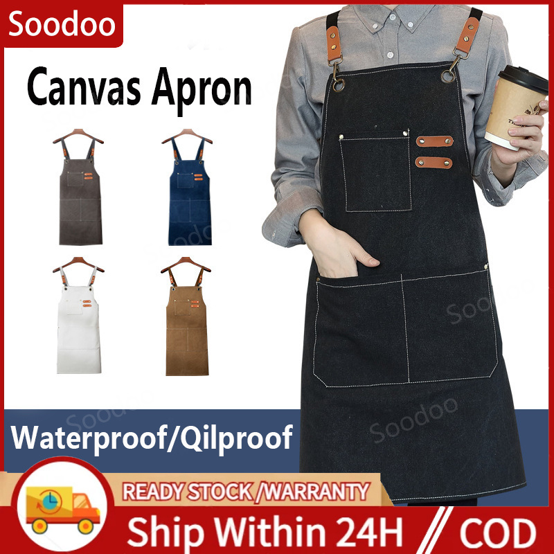 Thickened Canvas Apron Full Body Oil Resistant Apron Coffee Shop Aprons ...