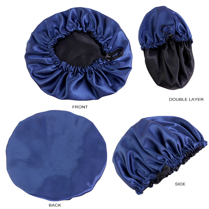 Adjustable Satin Bonnet Night Sleep Hat Double Layer Head Cover Women ...