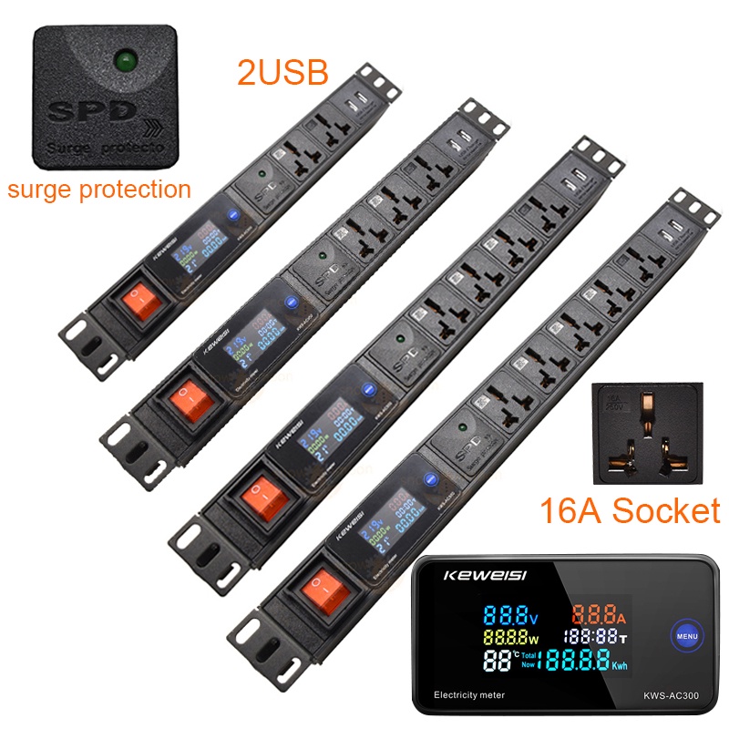 PDU cabinet with digital instrument power strip, 16A universal hole ...