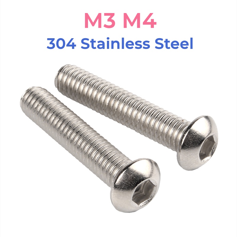 304 Stainless Steel Hex Hexagon Socket Button Round Head Allen Screw ...