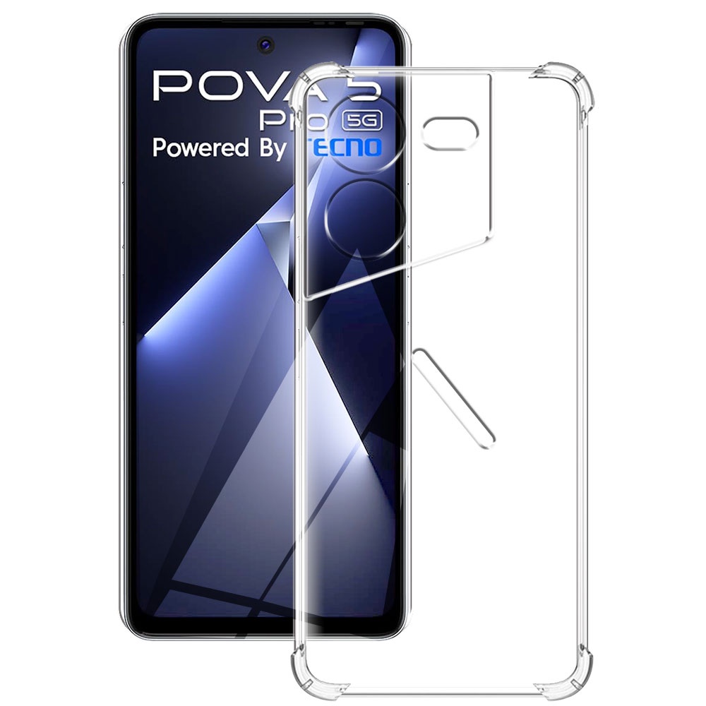 For Tecno Pova 5 Pro 5G Case Clear Shockproof Silicone Soft Cover For Pova5 5Pro Transparent ...