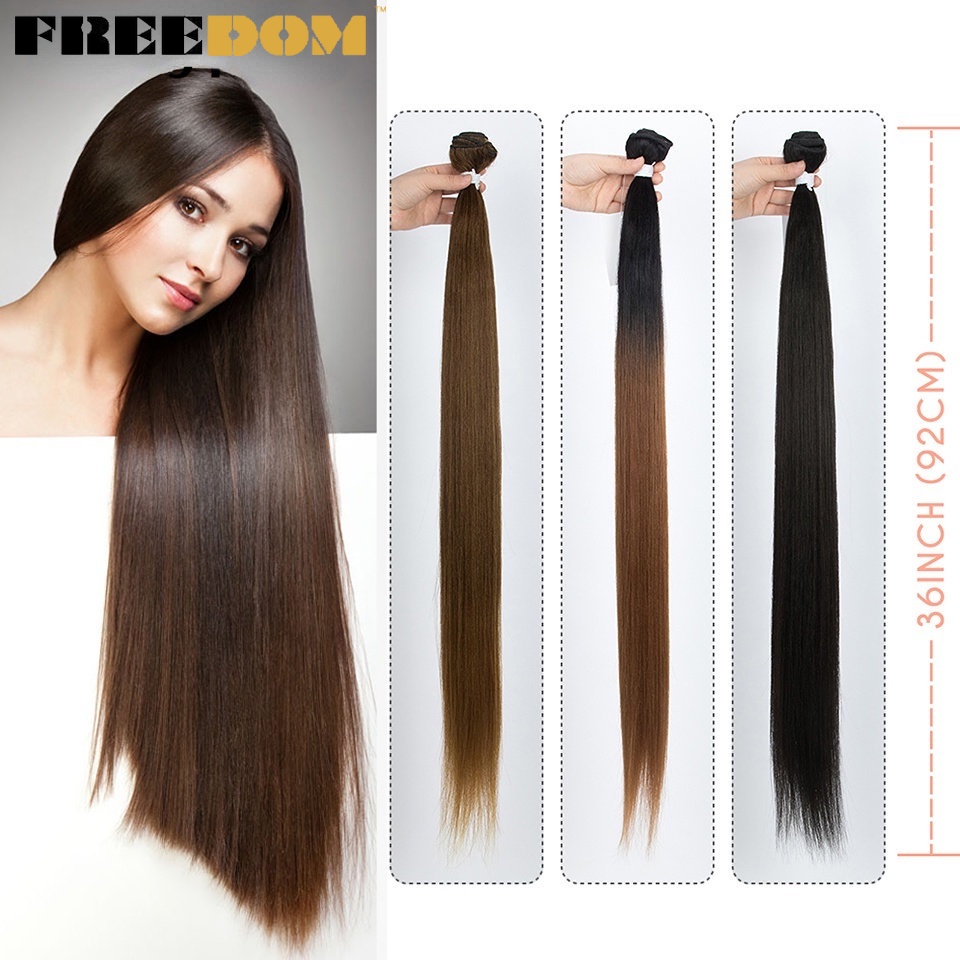 FREEDOM Yaki Straight Hair Bundles 130G Ombre 613 Brown 36 Inch ...