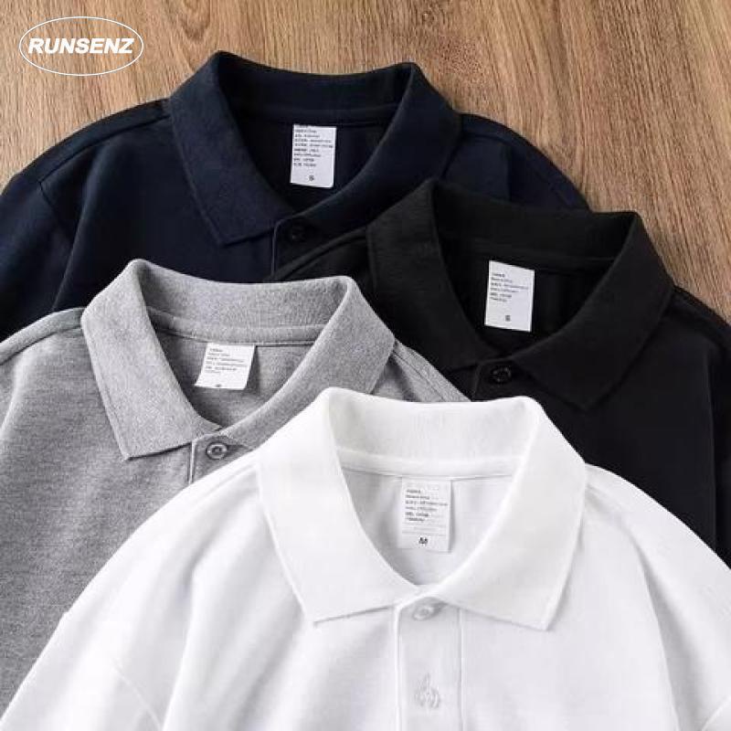 M-8XL Fat Man Plus Size Polo T Shirt Men Causal Loose Simple Plain Long Sleeve Sweatshirt Top ...