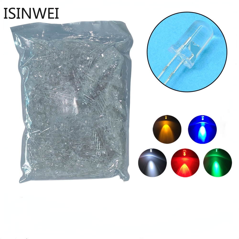 1000pcs F5 5mm F3 3mm Round White Red Green Blue Yellow Water Clear Led ...