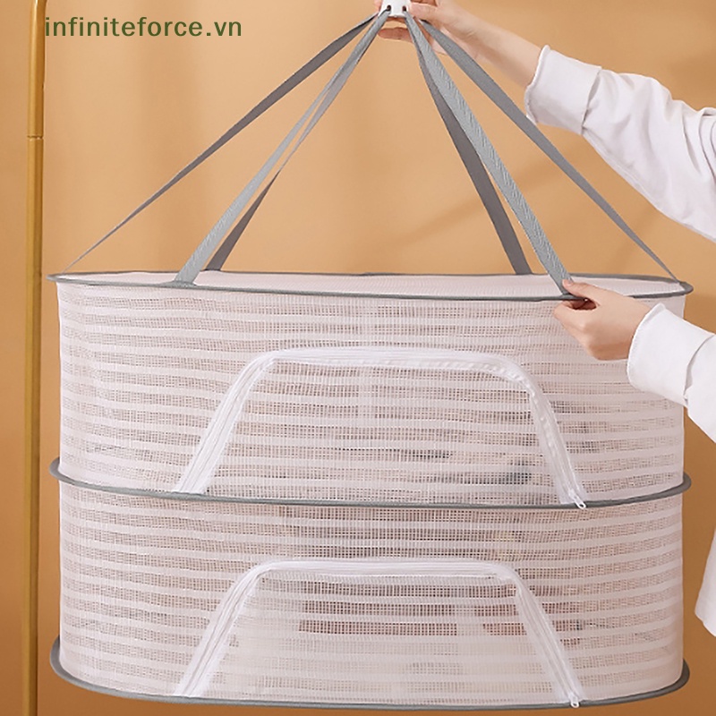 【INVN】 1/2/3/4 Layers Foldable Drying Fishing Net Hanging Vegetable ...