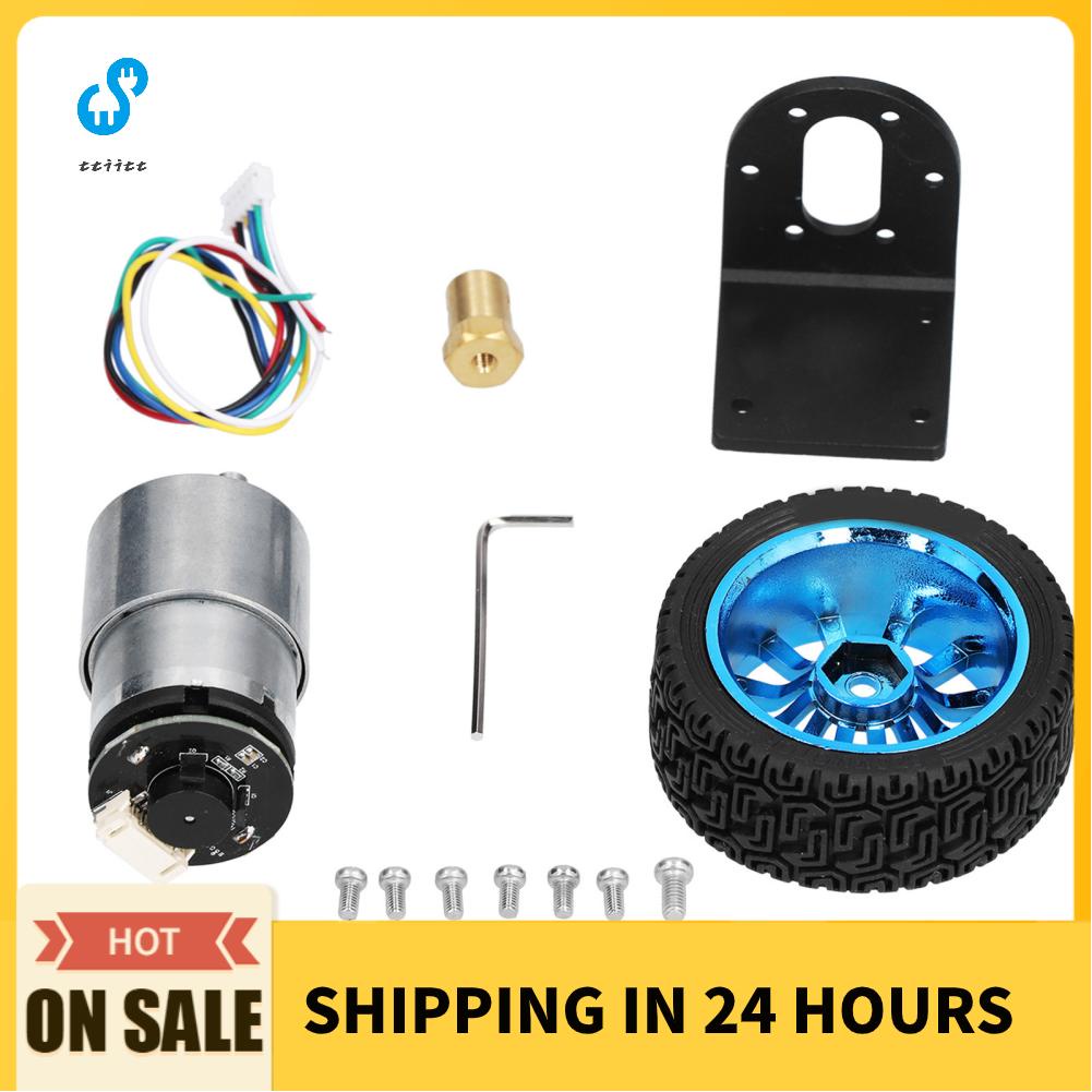 Ttiitt Encoder Set CW CCW Shaft DC Gear Motors with Bracket Wheel for ...