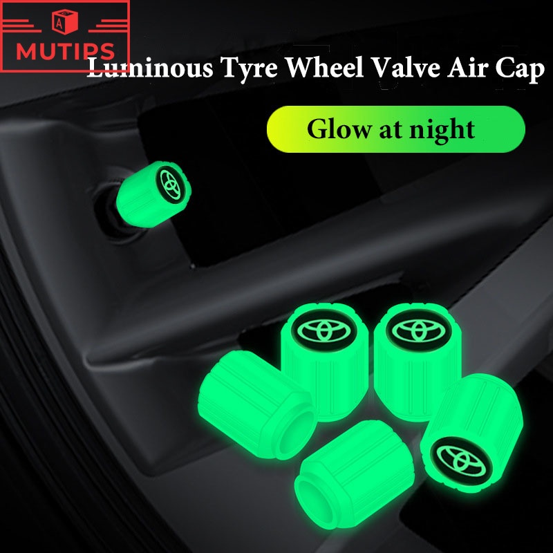 Toyota 4Pcs/Set Car Luminous Tire Valve Cap Glow In The Dark Wheel Stem ...