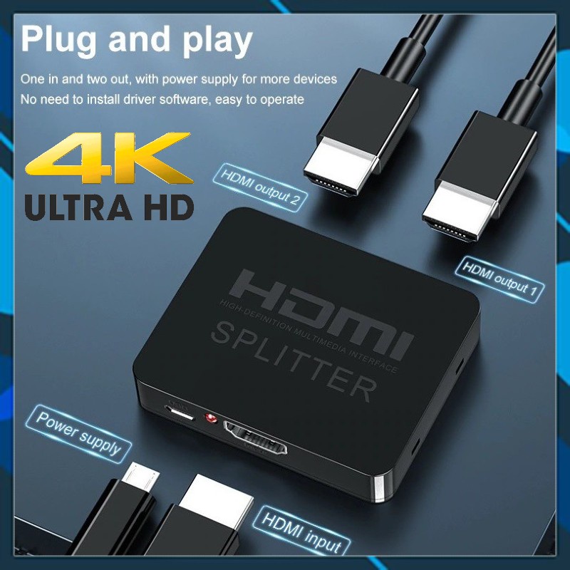 Splitter splits HDMI ports in one to two screens at the same time 1080 ...