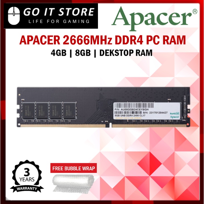 APACER Ram DDR3 DDR4 1600MHz / 2666MHz Desktop PC Memory RAM (4GB / 8GB) | Shopee Philippines