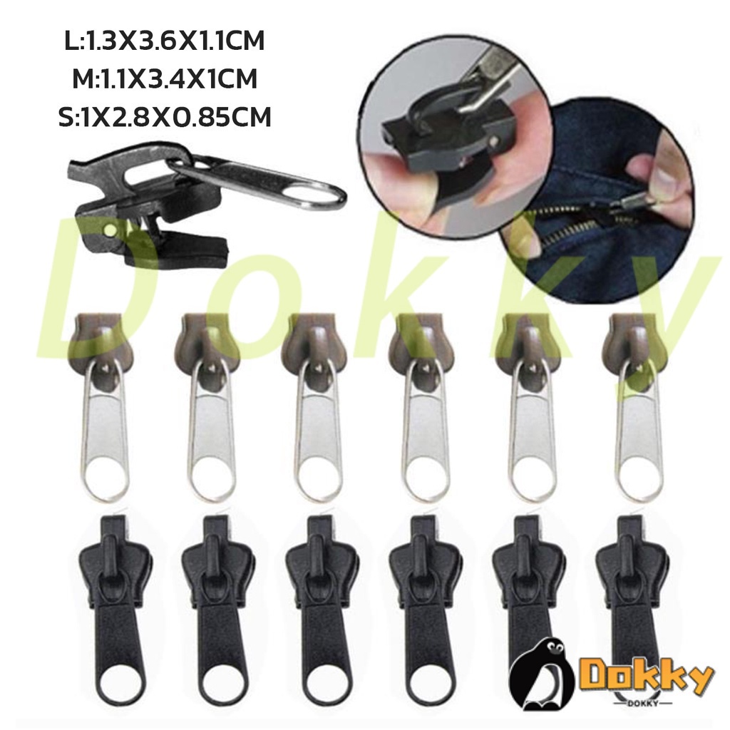 Dokky 6pcs Zipper Slider Head Universal Instant Fix Replacement Zippers ...