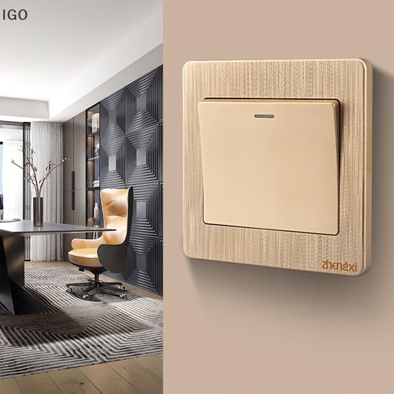IGO Gold Wall Switch 1/2/3/4 Gang 1Way Button Wall Light Switch On ...