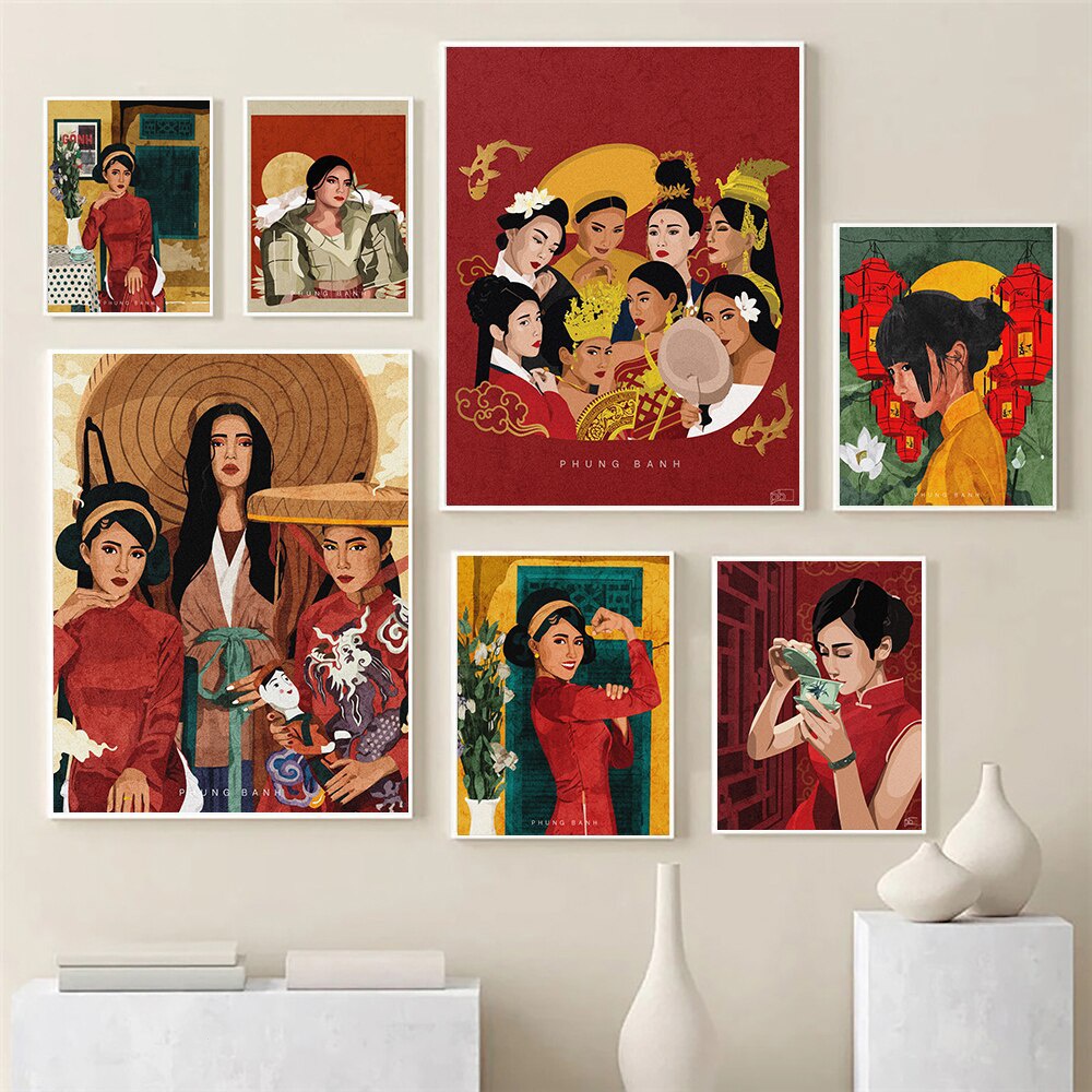 Girl Power Art Print Vintage Southeast Culture Canvas Painting ...